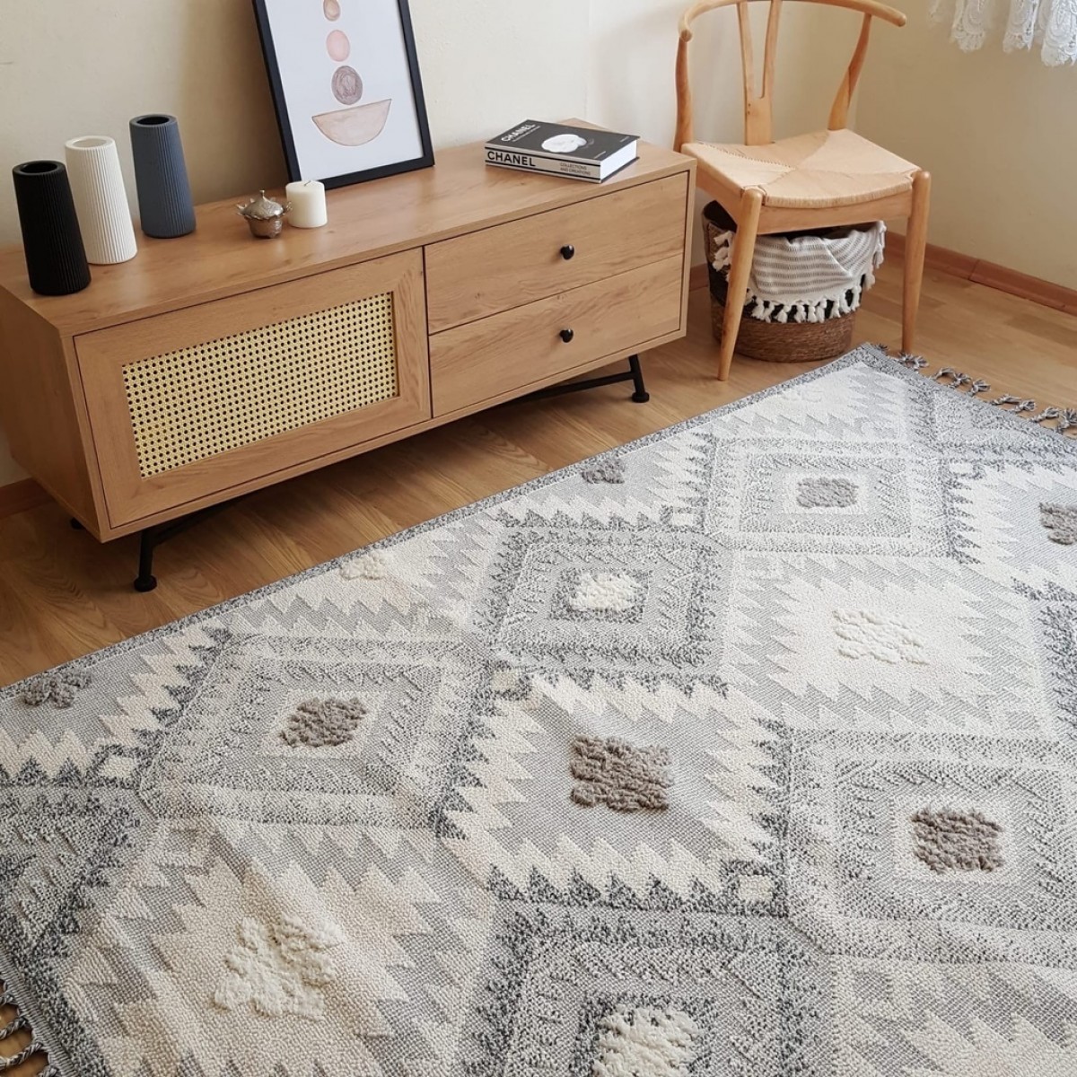 Купить серый хлопковый ковер на пол серии Ravi в интернет-магазине ...